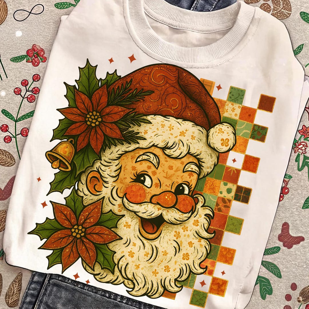 Retro Santa Png,vintage Santa Claus Sublimation,patchwork Christmas ...