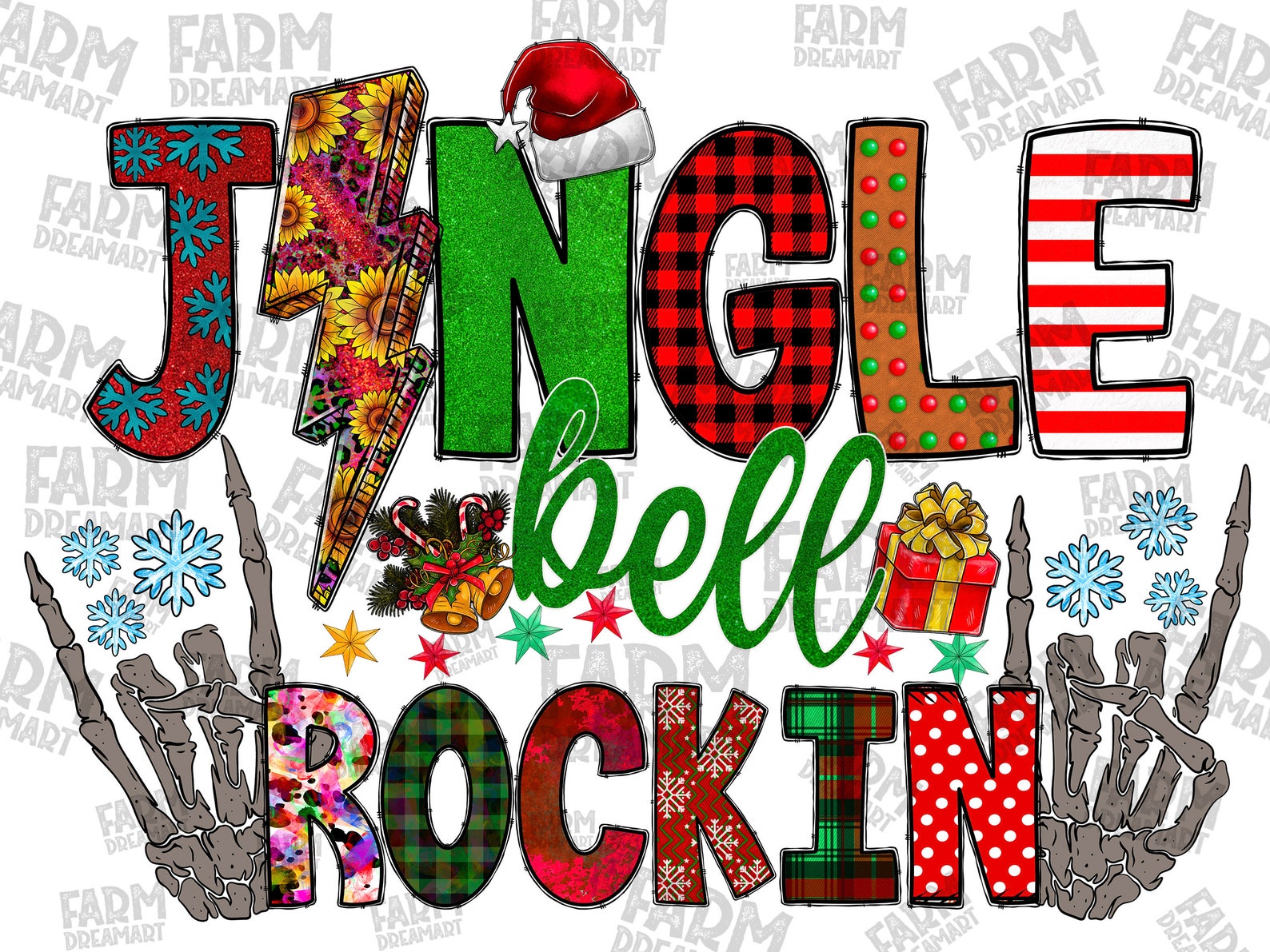 Jingle Bell Rockin' Png Lights Christmas Rock - Etsy