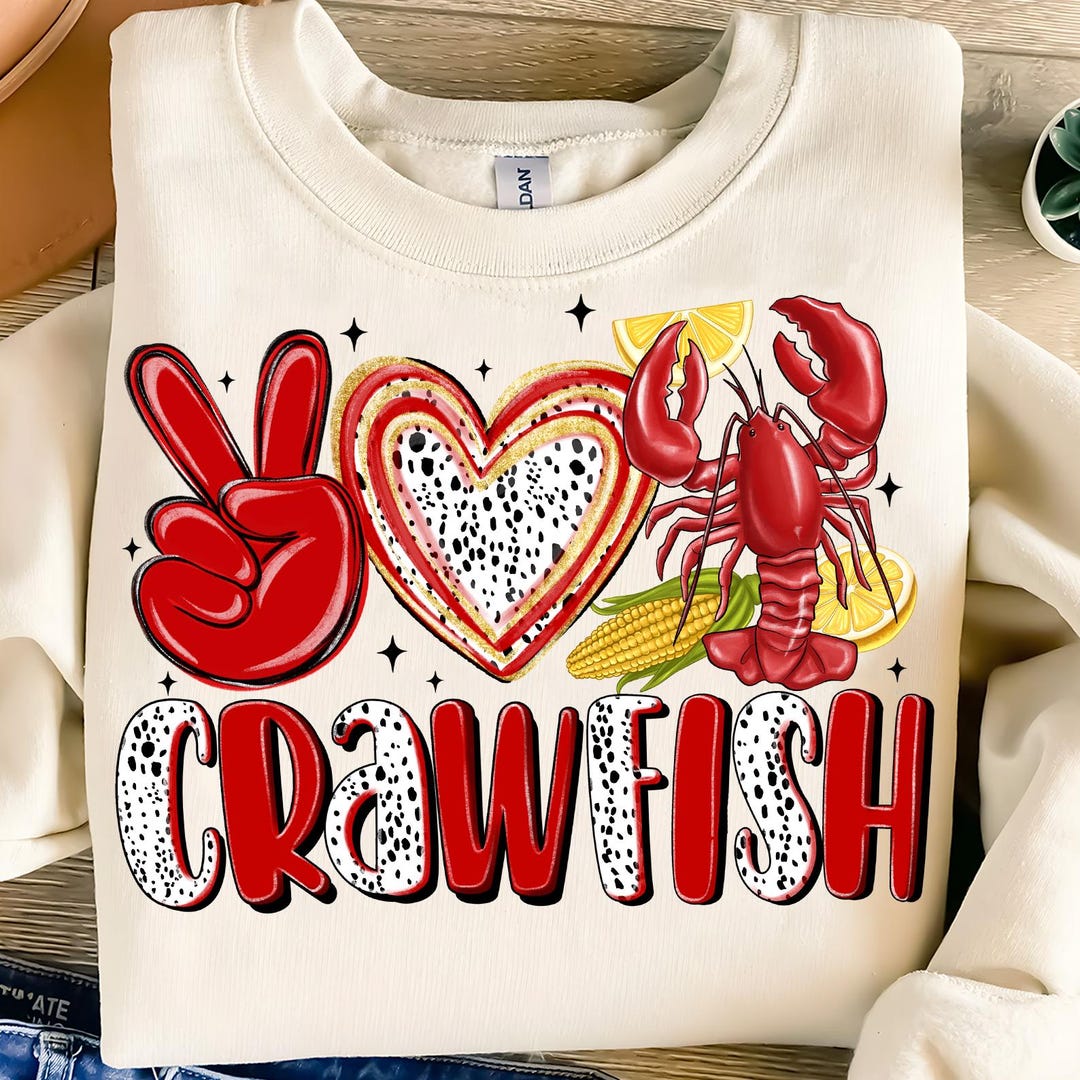 Peace Love Crawfish Png,crawfish Boil Sublimation,crawfish Festival ...
