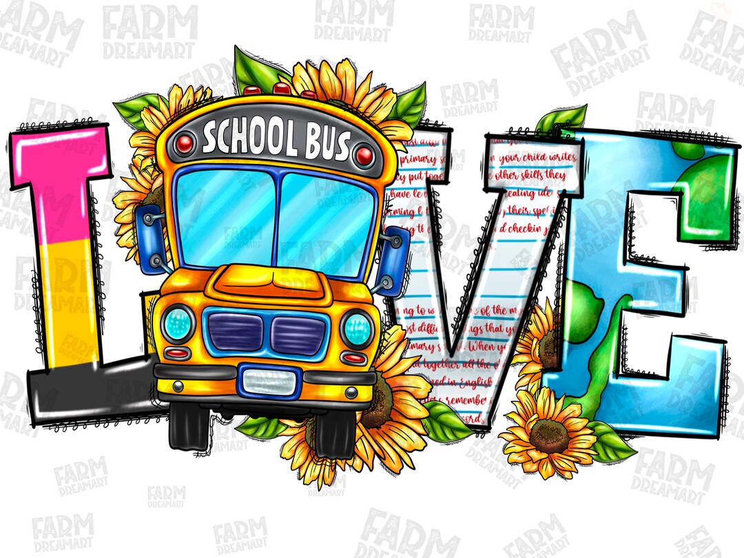 School Bus Love Png Sublimation Design Download, Back to School Png ...