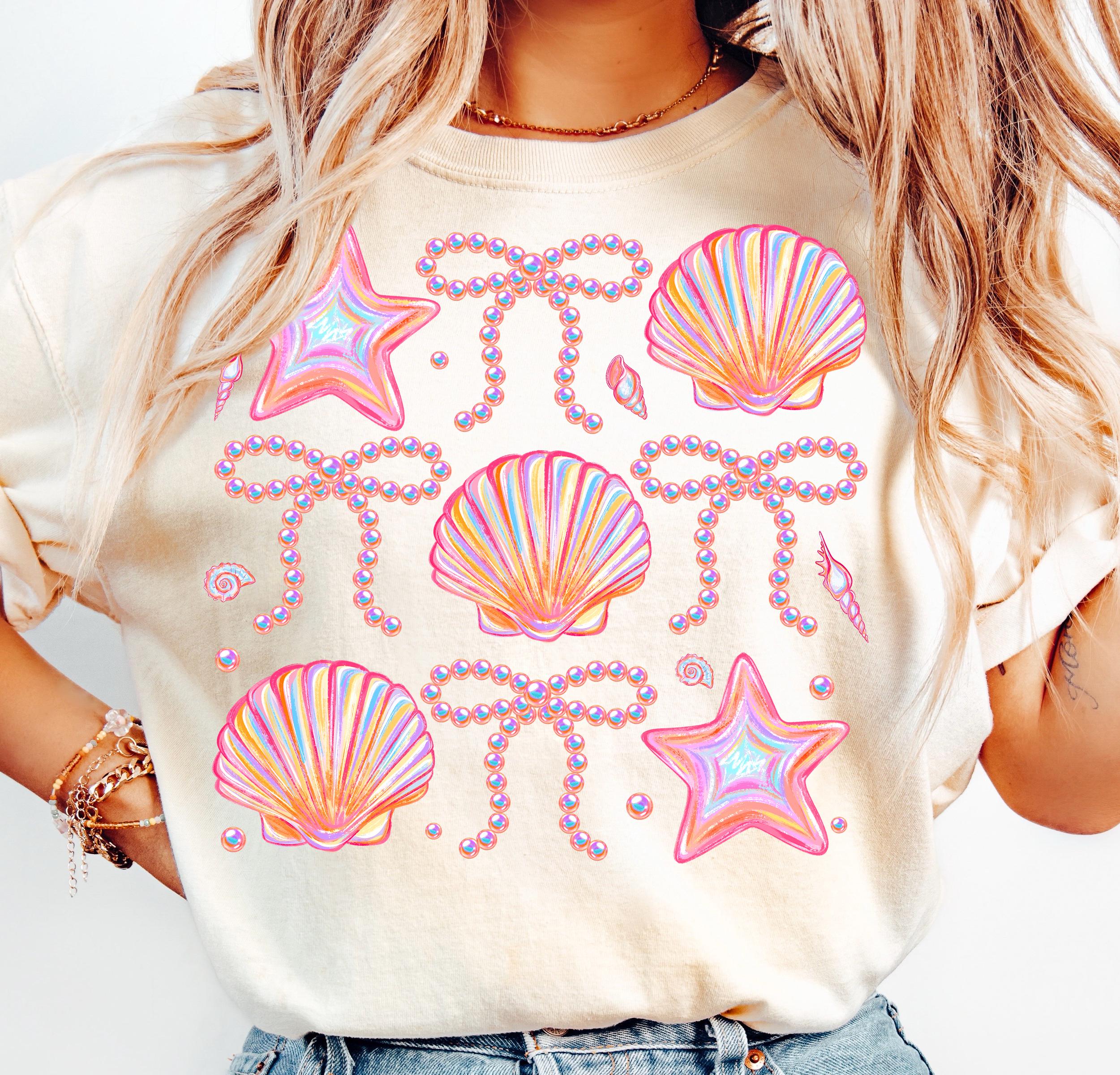 Clam Pearl Bow Png, Summer Vibes Pink Clam Png, Sublimation Design ...