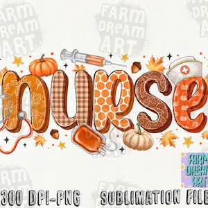 Fall Nurse Png, Nursing Png, Nurse Pumpkins Png, Retro Nurse Png ...