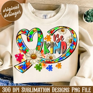 Be Kind PNG, Autism Awareness, Autism PNG, Heart Ribbon, Autism Design ...