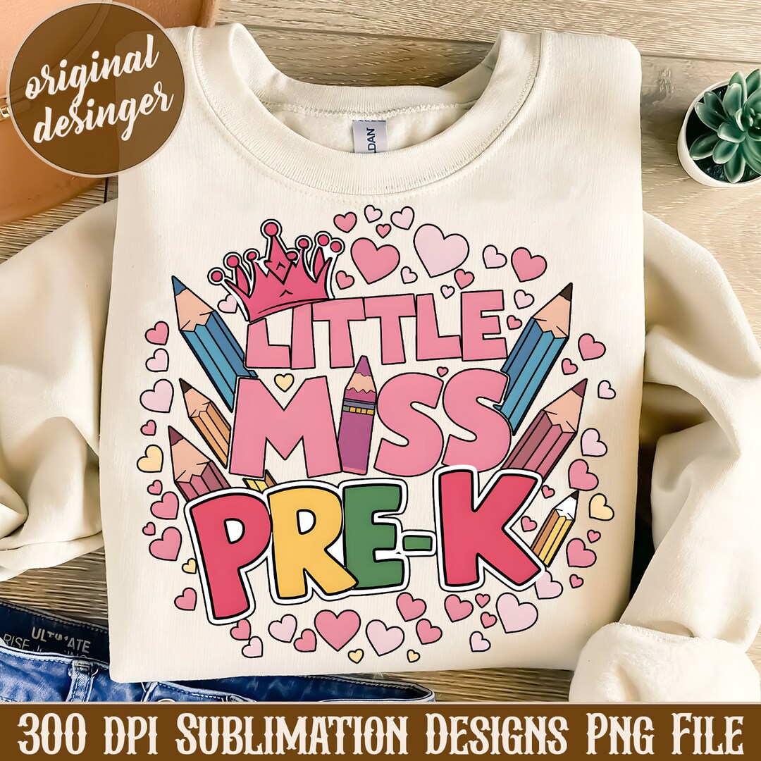 Little Miss Pre-k PNG, First Day of Preschool, Back to School PNG ...