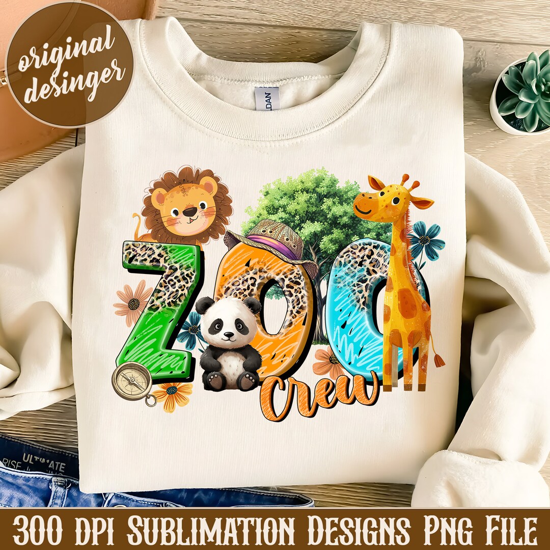 Zoo Crew PNG, Digital Download, Sublimation, Kids, Giraffe, Animal Png ...