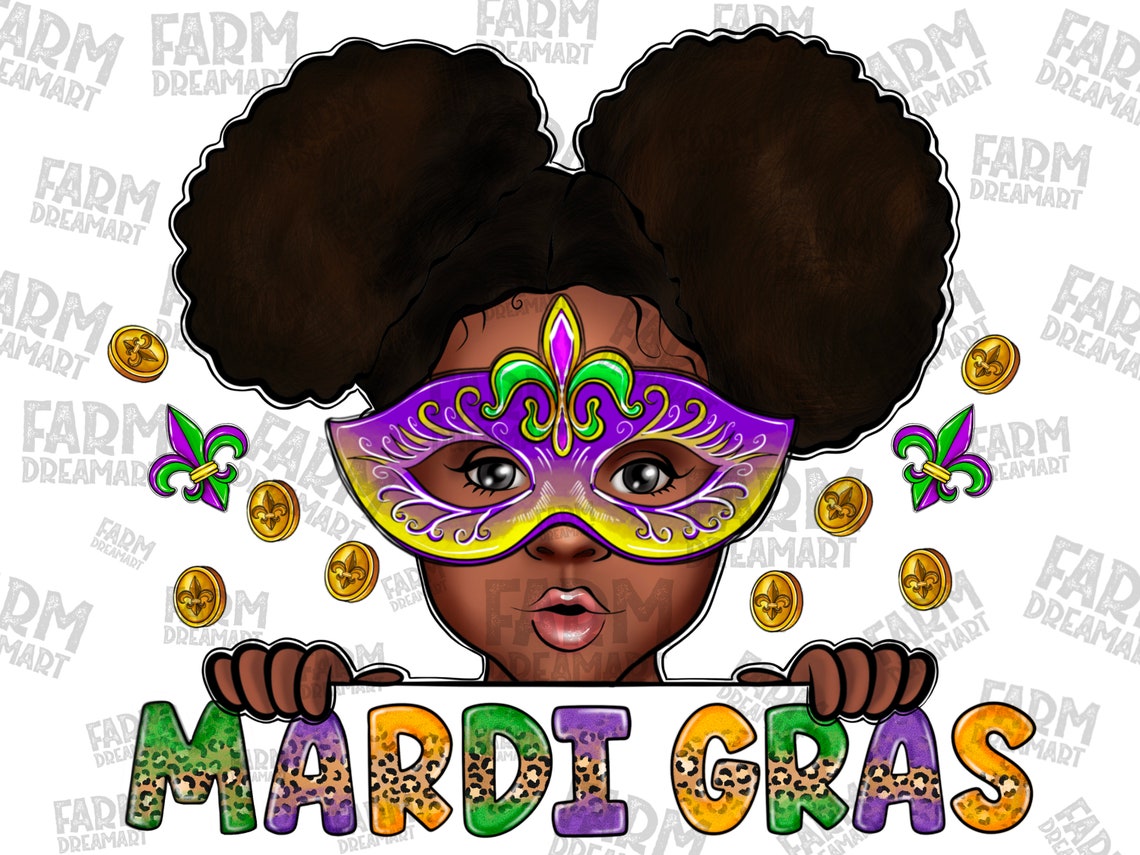 Mardi Gras Girl Png Sublimation Design Mardi Gras Black Girl Etsy