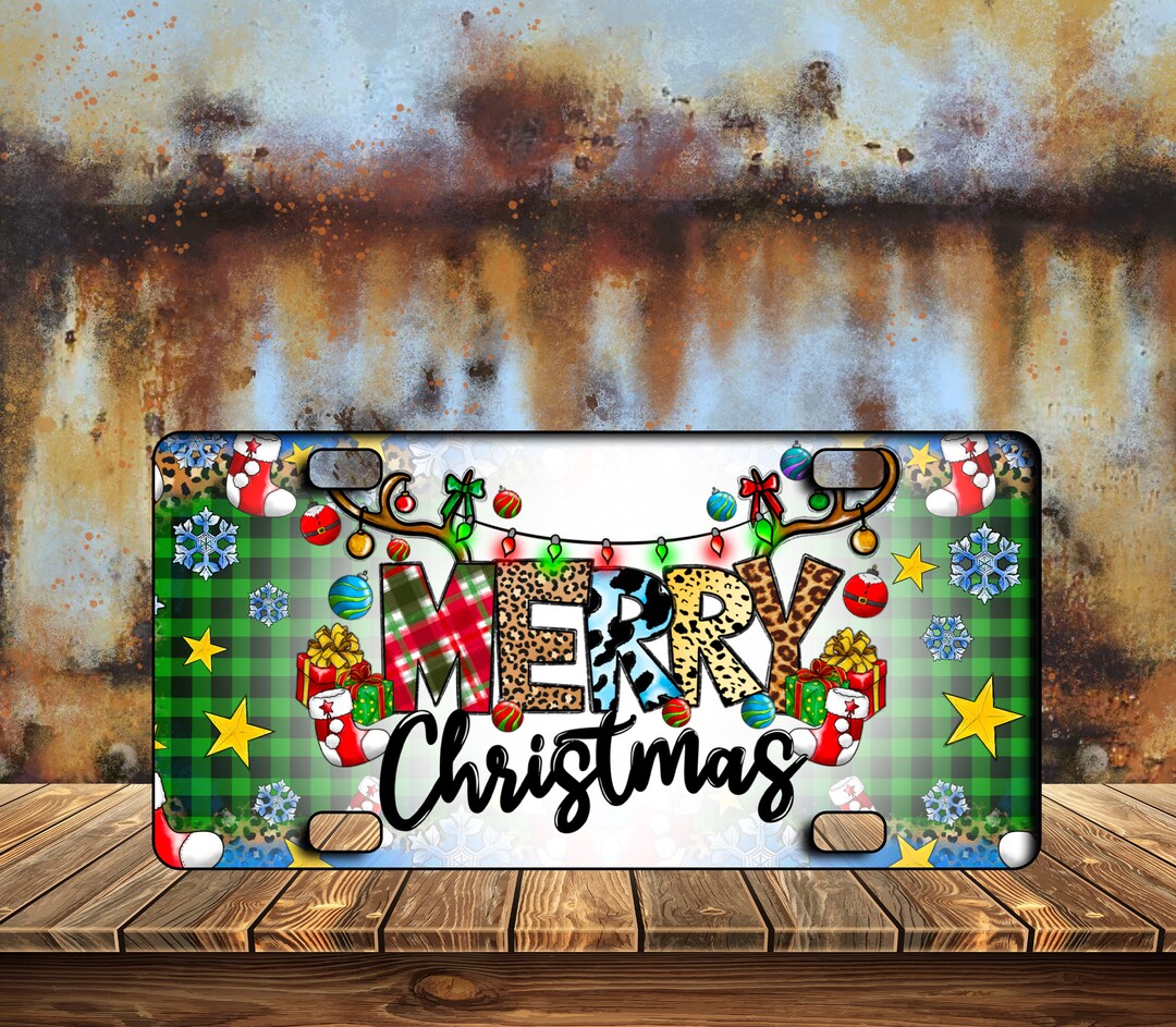 Merry Christmas License Plate PNG File, Sublimation Designs Download ...