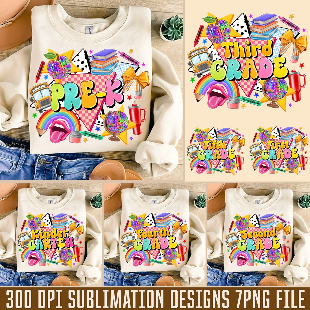 Retro Back to School Bundle, Kindergarten, First Day of School, School ...