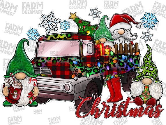 Christmas Gnomes Truck Sublimation Designmerry - Etsy