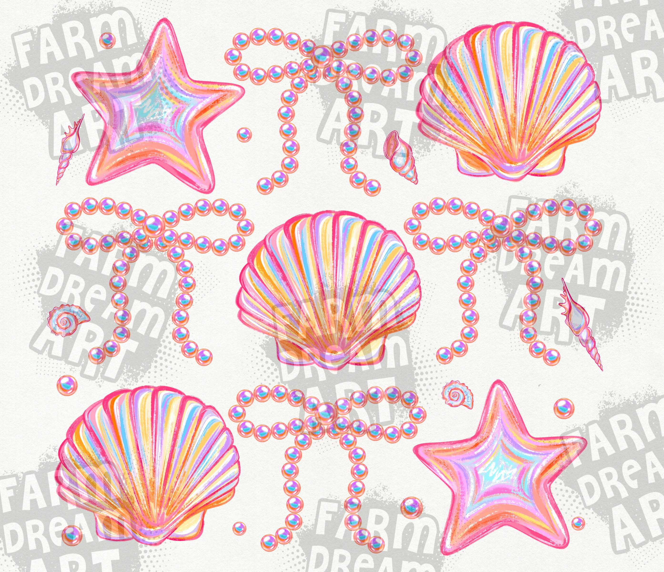 Clam Pearl Bow Png, Summer Vibes Pink Clam Png, Sublimation Design ...