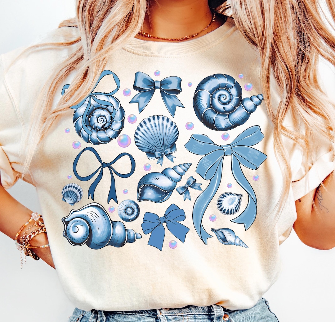 Coquette Seashell Png,coquette Beach Aesthetic,blue Seashell Design ...