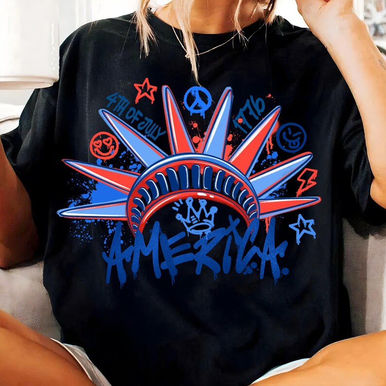 4th of July Png,liberty Crown Design,red White Blue Graffiti ...