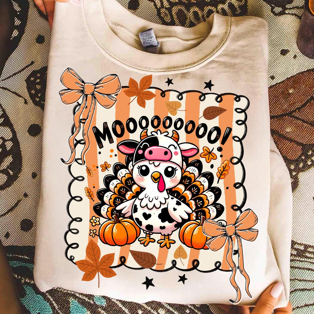 Cow Turkey Png,funny Thanksgiving Sublimation,moo Turkey Digital Design ...