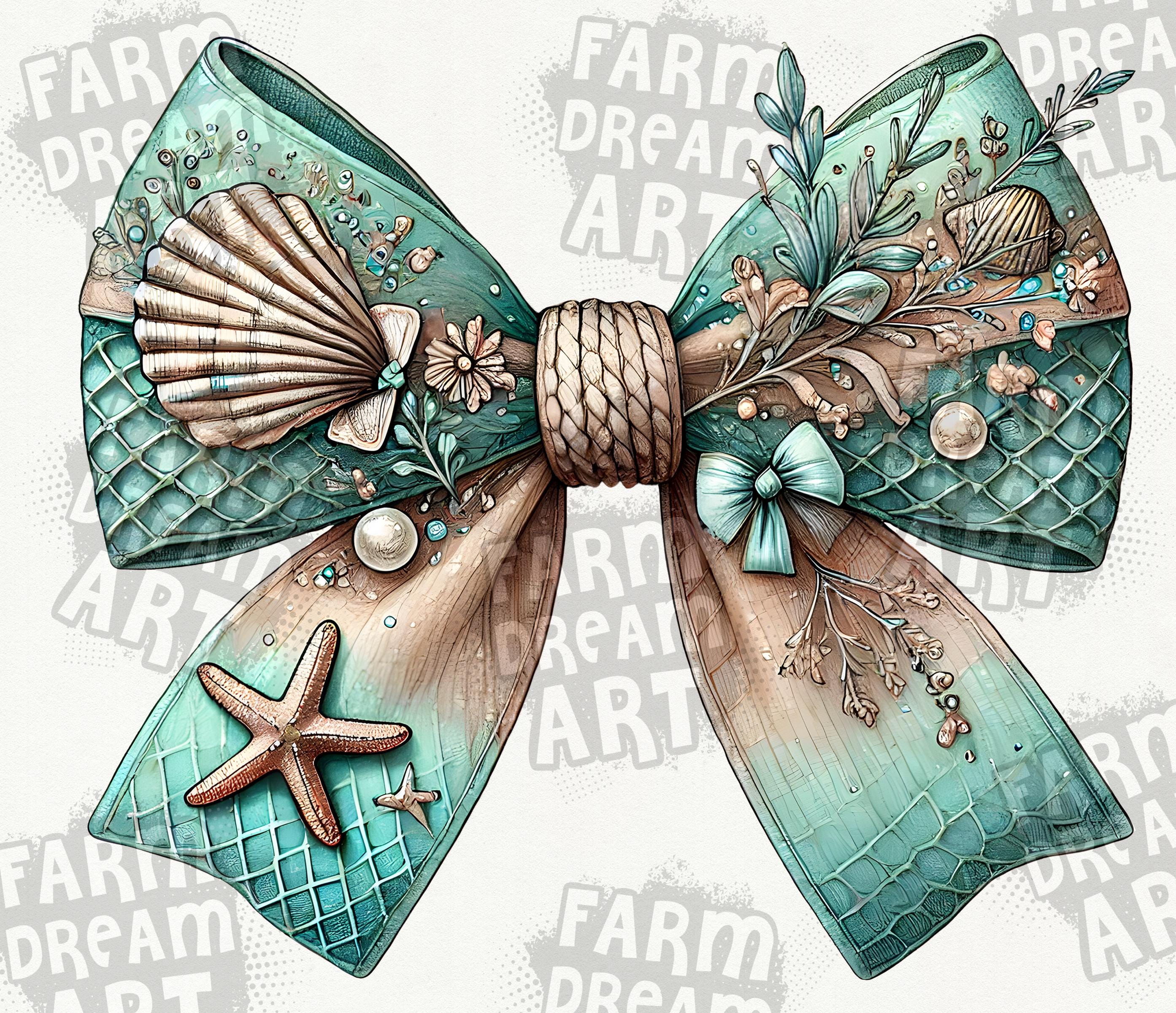 Seashell Bow Png,coquette Beach Aesthetic,mermaid Bow Clipart,ocean ...