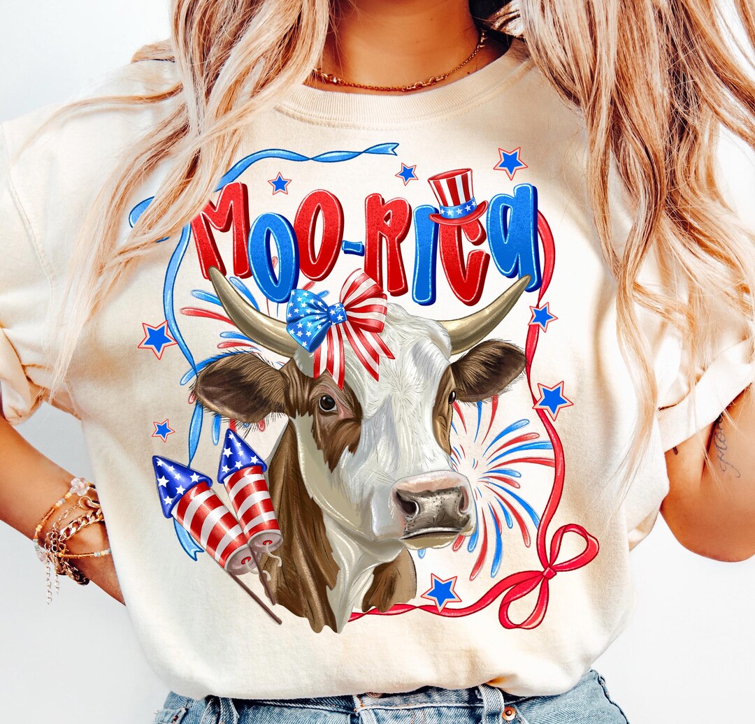 Moo Rica Png,cow 4th of July Sublimation,funny Cow Fireworks Png,farm ...