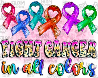 Fight Cancer in All Colors Png, Cancer Warrior Png, Ribbon Clipart ...