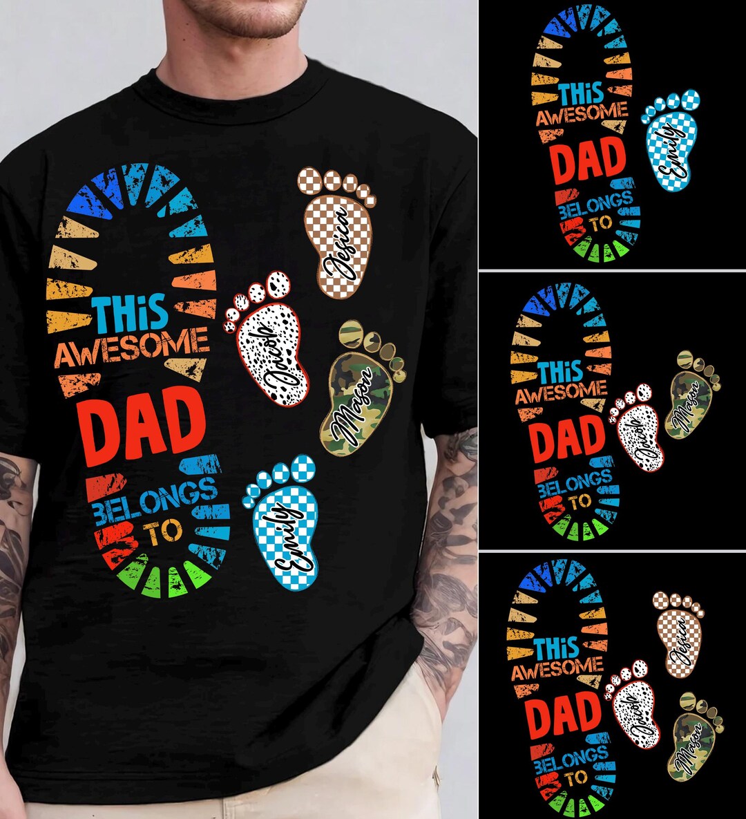 This Awesome Dad Png,dad Belongs to Kids Design,custom Dad Shirt Png ...