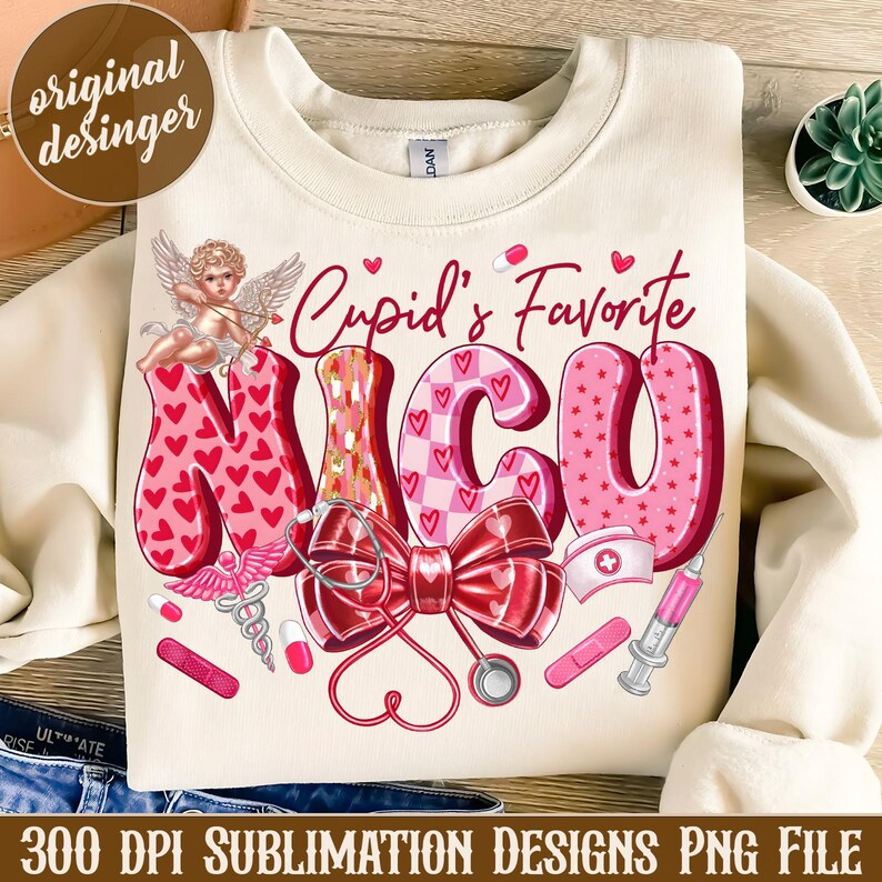 Cupid's Favorite Nurse Bundle Design Png,valentine Nurse Coquette Png ...