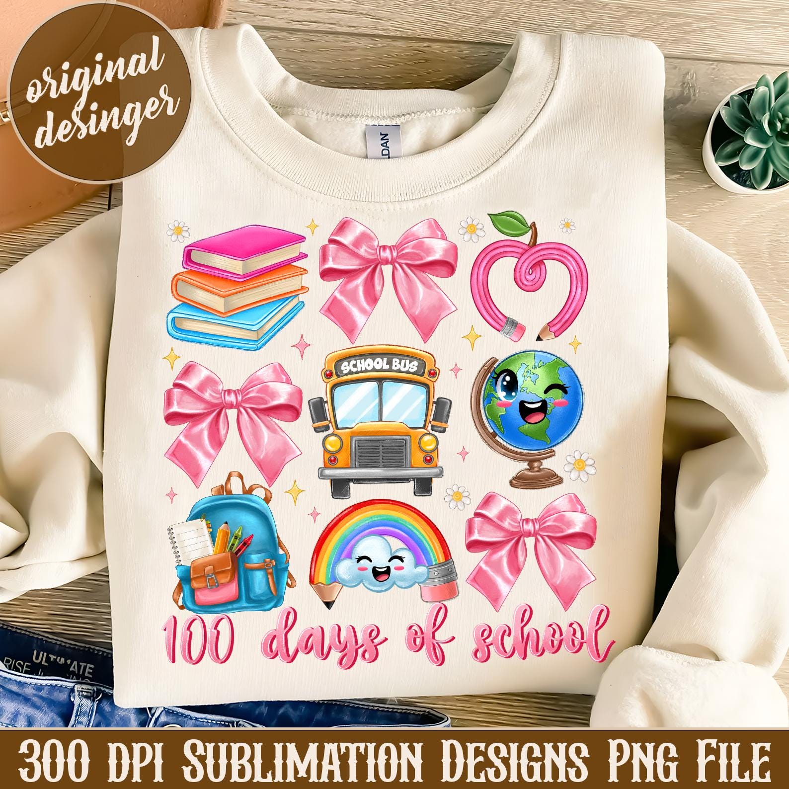 Coquette Bow 100 Day of School Png, School Png, 100 Day of School Png ...