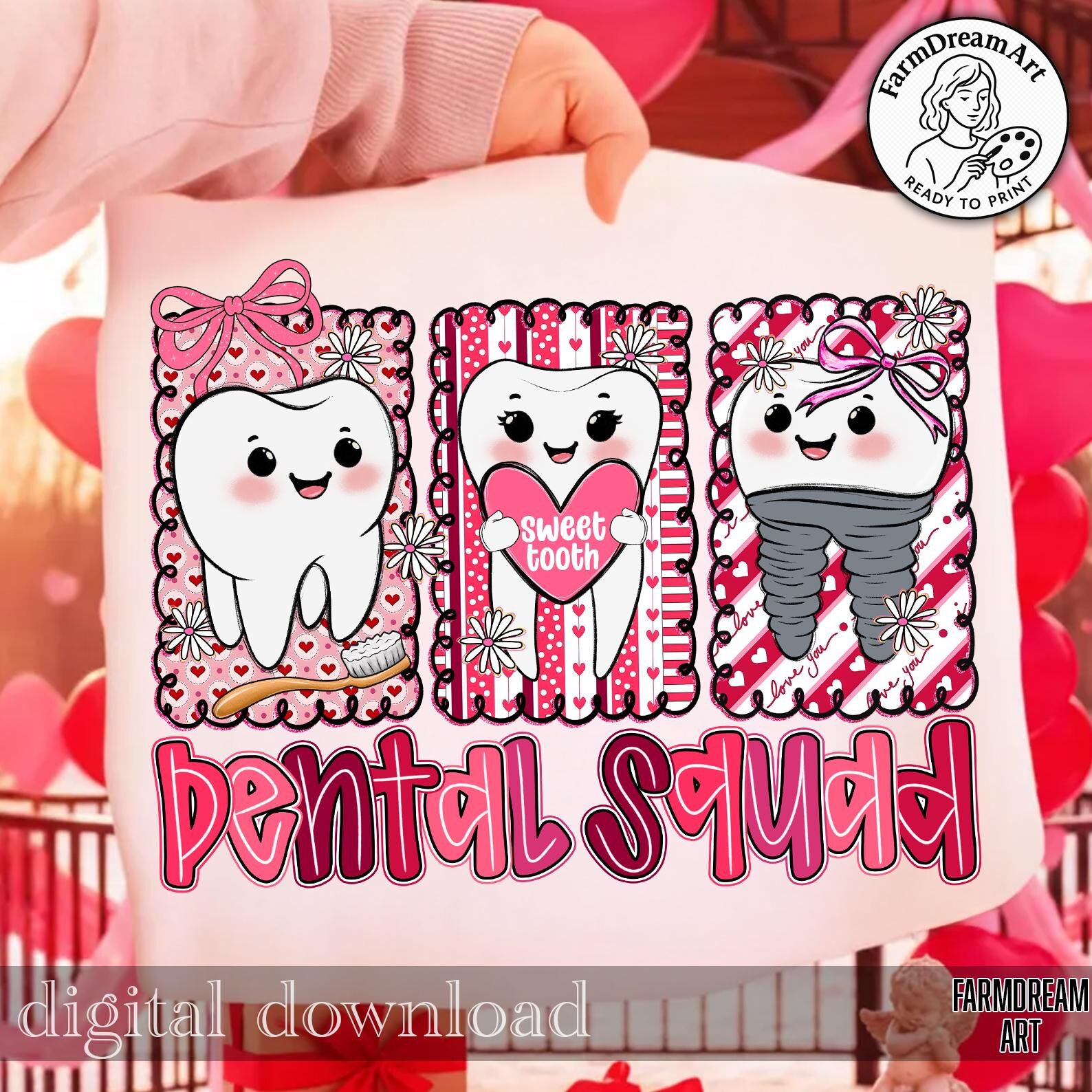 Dental Squad Png,valentine Tooth Design,cute Dentist Valentine,dental ...