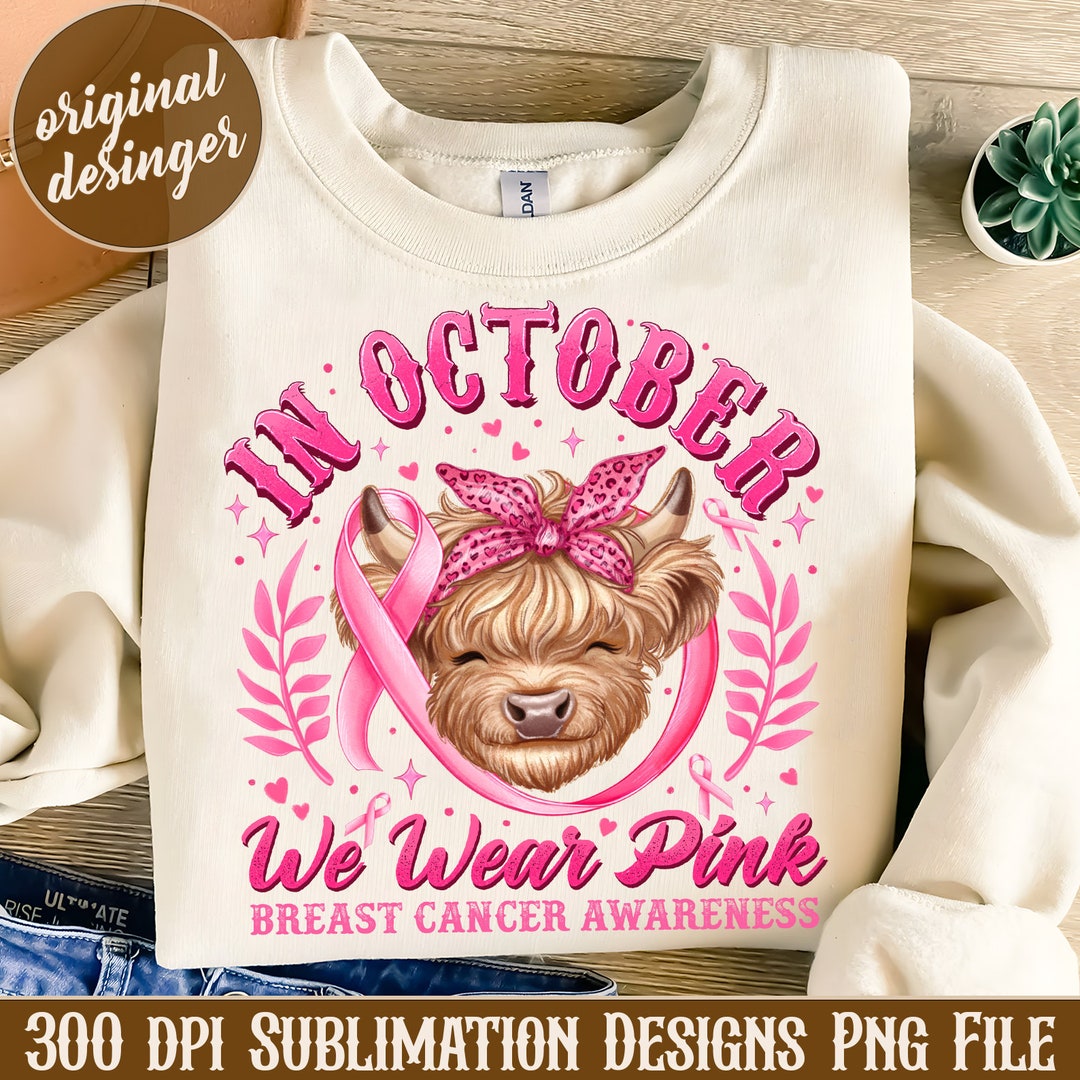 In October We Wear Pink Cow PNG Png, Breast Cancer Awareness Png ...