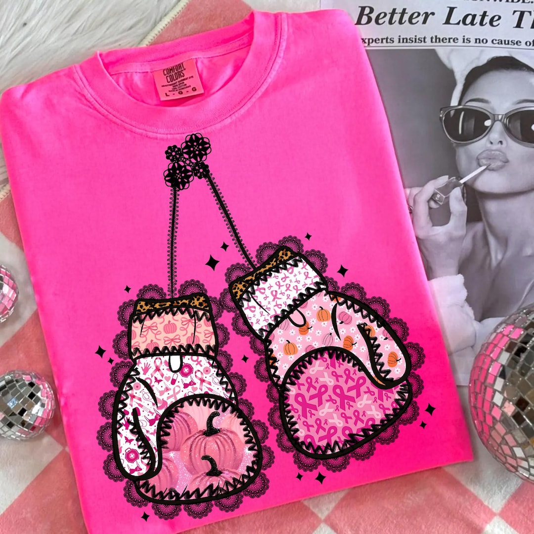 Preppy Pink October Glove Design,breast Cancer Awareness Png,fight ...