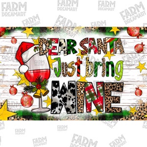 Deer Santa Just Bring Wine License Plate Pngchristmas Png - Etsy
