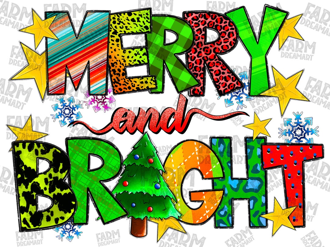 Merry and Bright Png Merry Christmas Png Christmas - Etsy