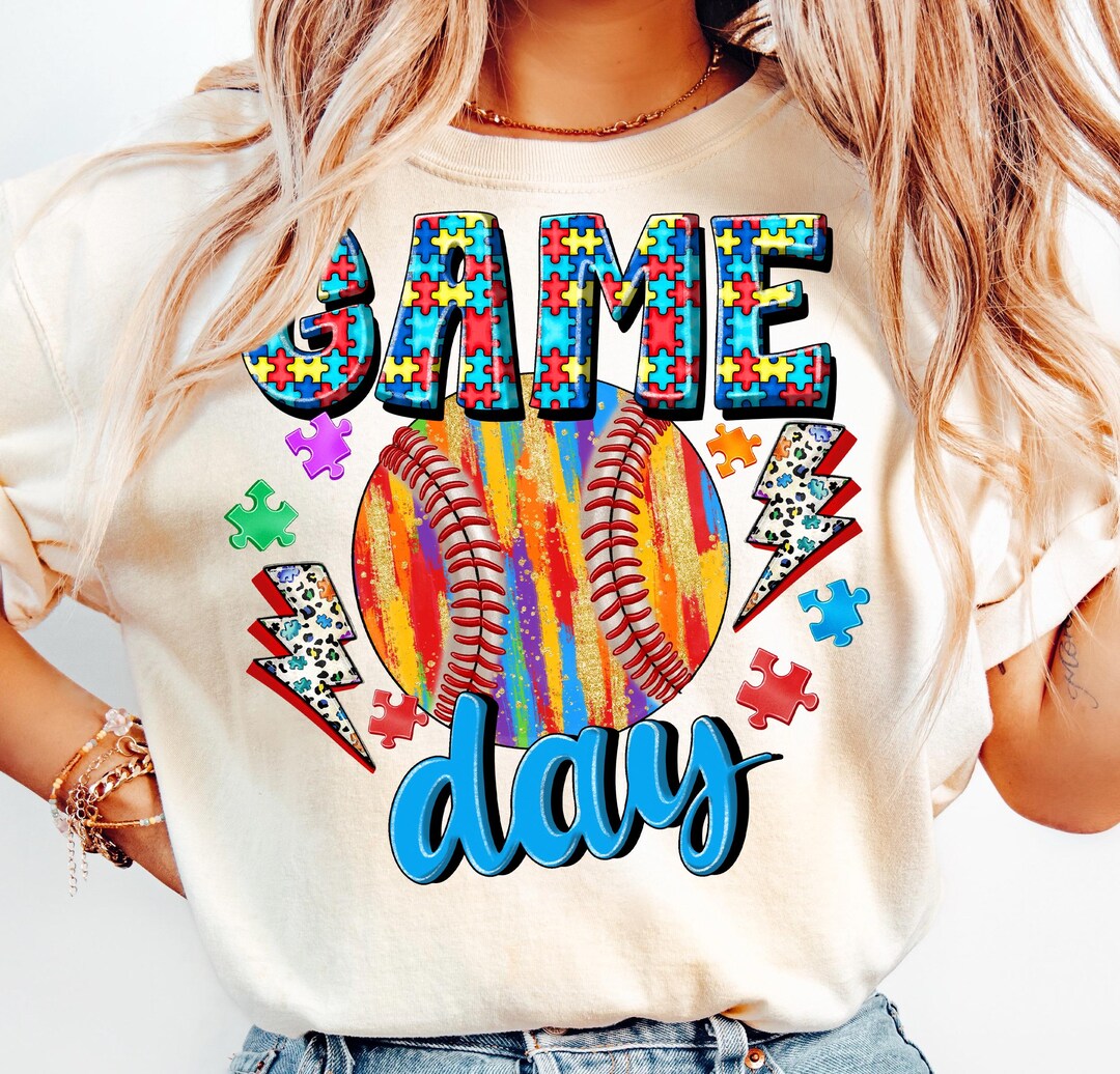 Game Day Autism Baseball Png, Autism Awareness Coquette Png, Retro ...