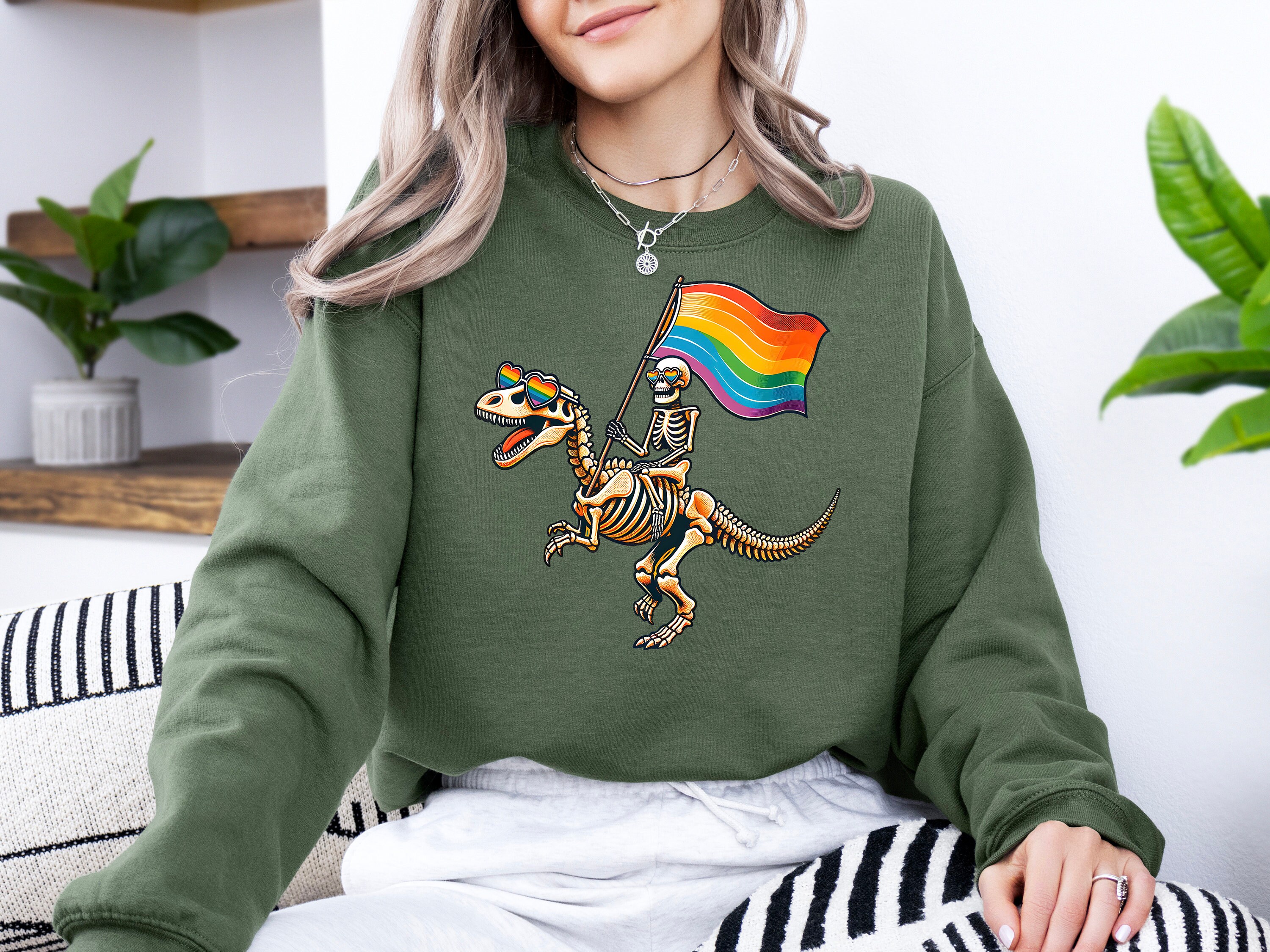 Skeleton Riding Dinosaur LGBTQ Png, Gay Skeleton Png, Skeleton Pride ...