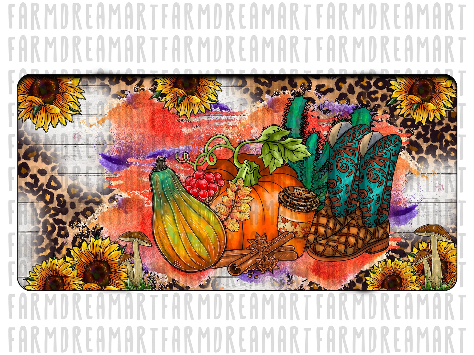 Sunflowers Pumpkin Cactus License Platewestern License Plate - Etsy