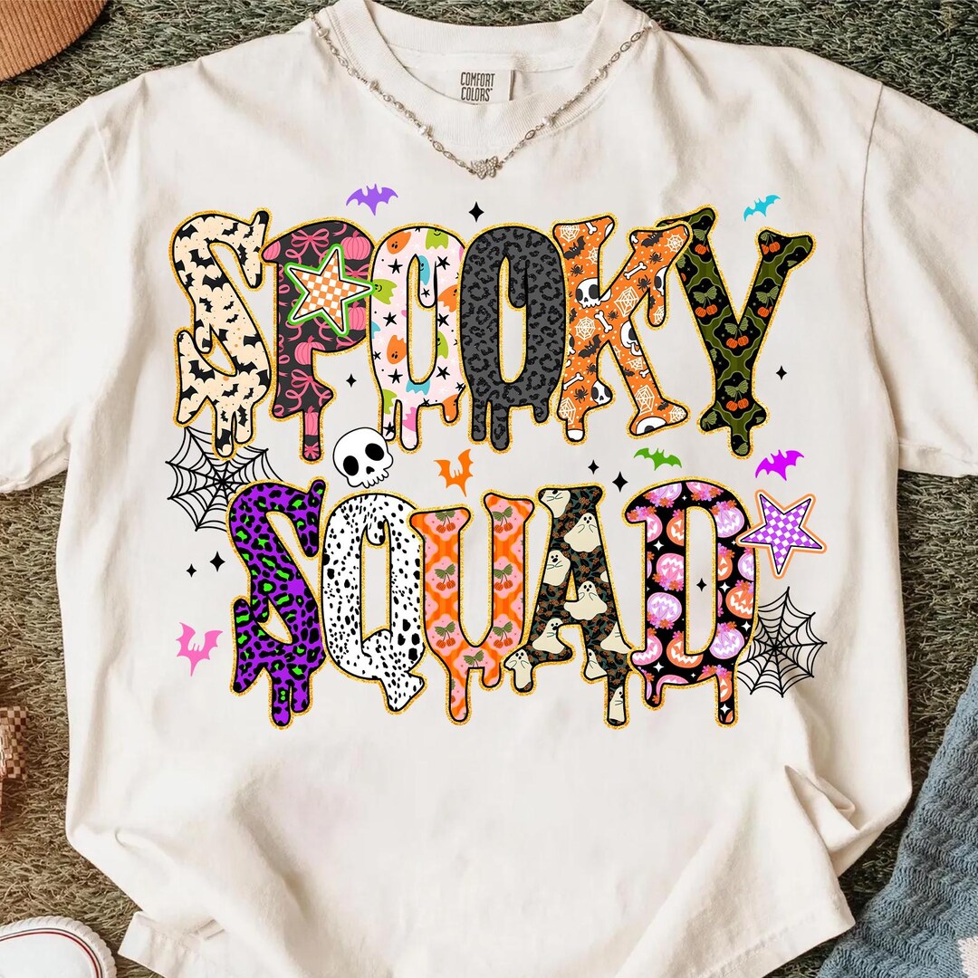 Spooky Squad Png,halloween Squad Sublimation,colorful Spooky Png,preppy ...