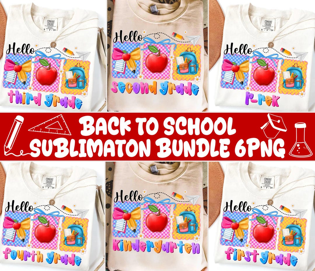 Back to School PNG Bundle,grade Level PNG Set,first Day of School,prek ...