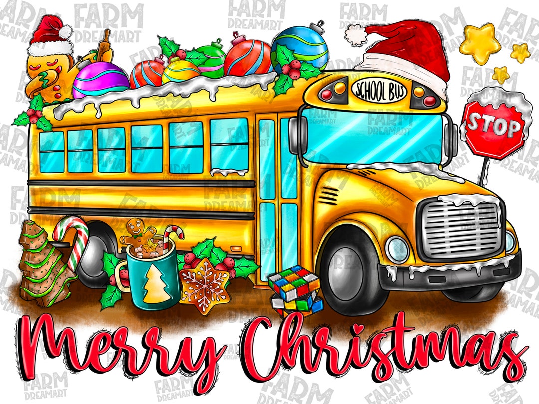 Merry Christmas School Bus Png Sublimation Design Merry - Etsy