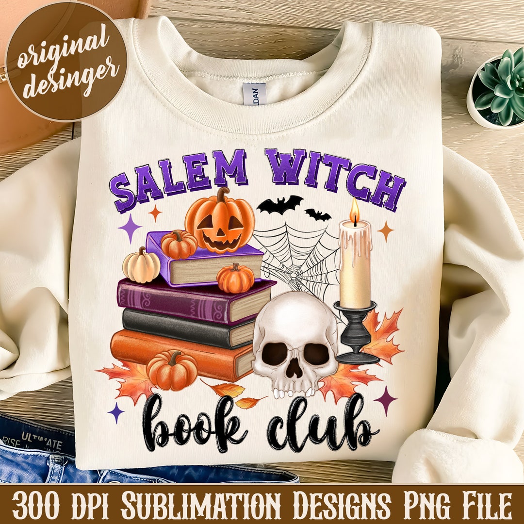 Salem Witch Book Club PNG, Halloween Skull Png, Halloween, Spooky Png ...