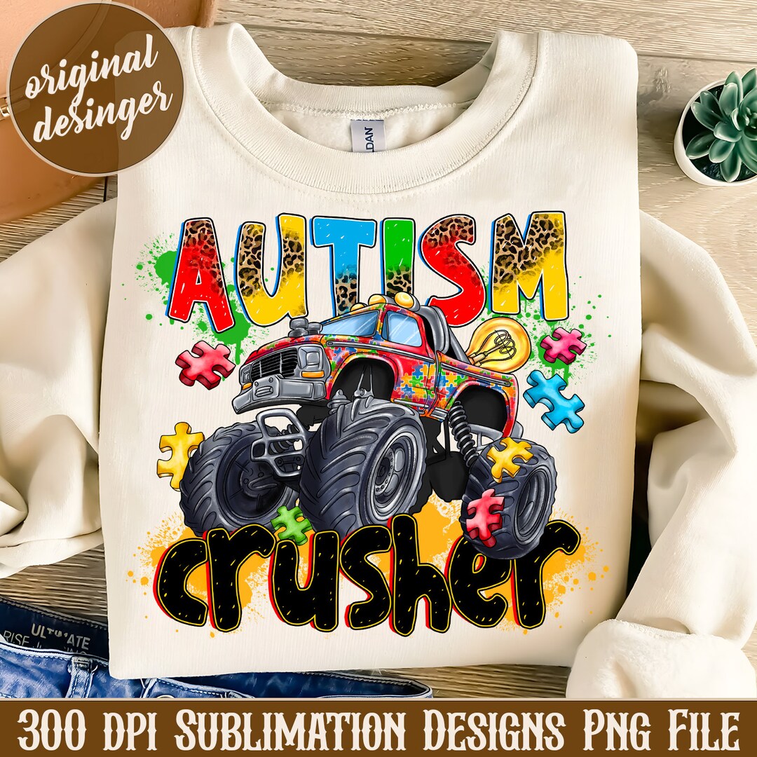 Autism Crusher Png Sublimation Design Download, Autism Awareness Png ...