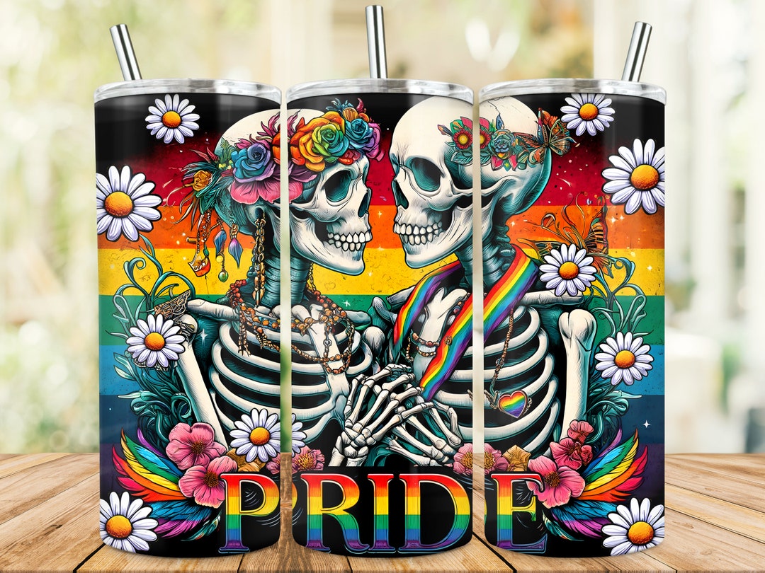 Colorful Rainbow Skeleton Pride Tumbler Sublimation Design PNG ...