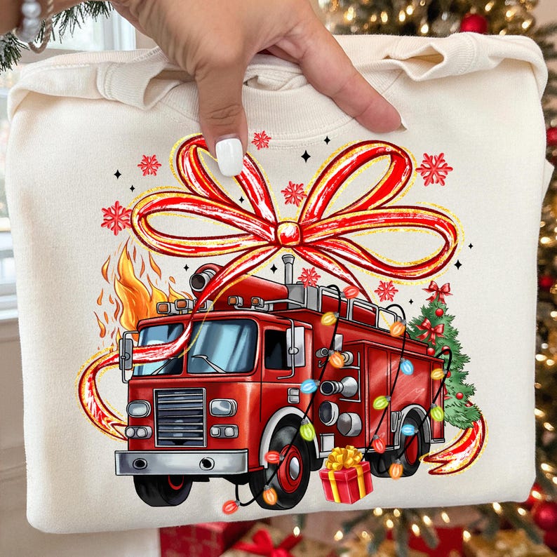 Christmas Fire Truck Png,firefighter Christmas Design,holiday Fire ...