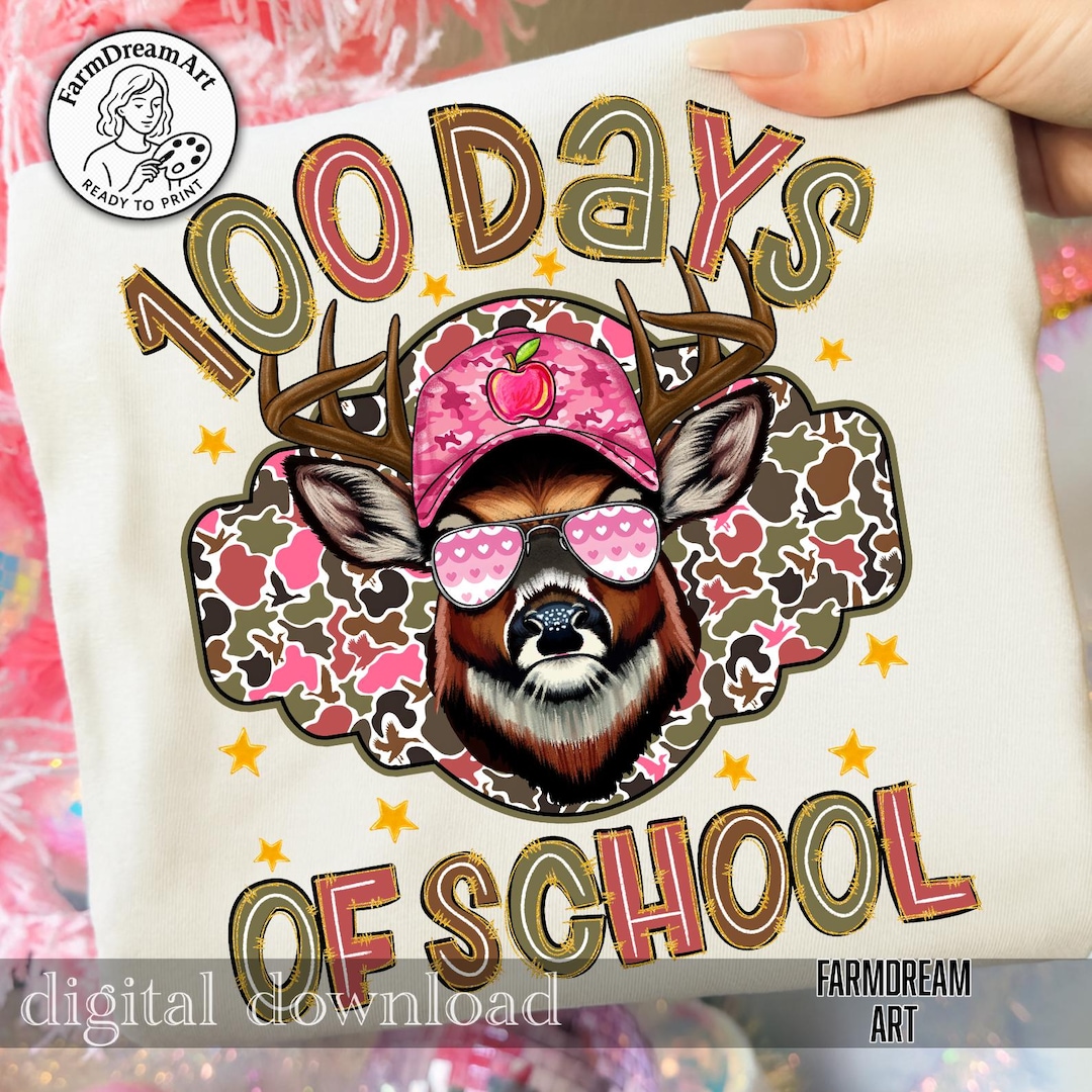 100th Day of School Design, Cute Deer School Art, Deer Teacher Shirt ...