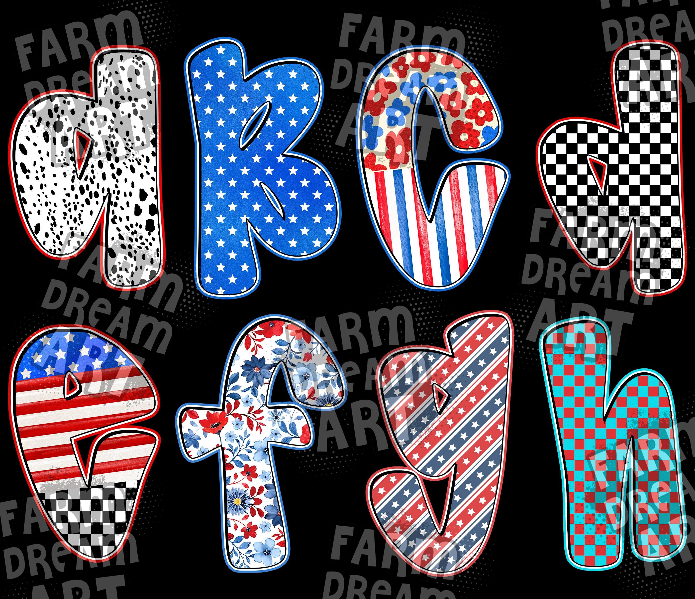 Patriotic Alphabet PNG,USA Themed Letters Sublimation,4th of July ...