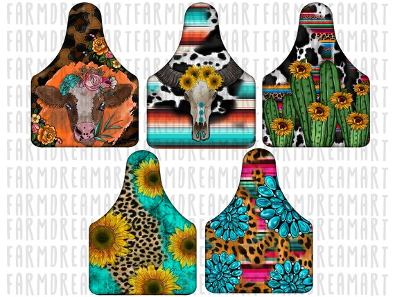 Western Cow Tag Png Western Sunflower Design Pngwestern | Etsy