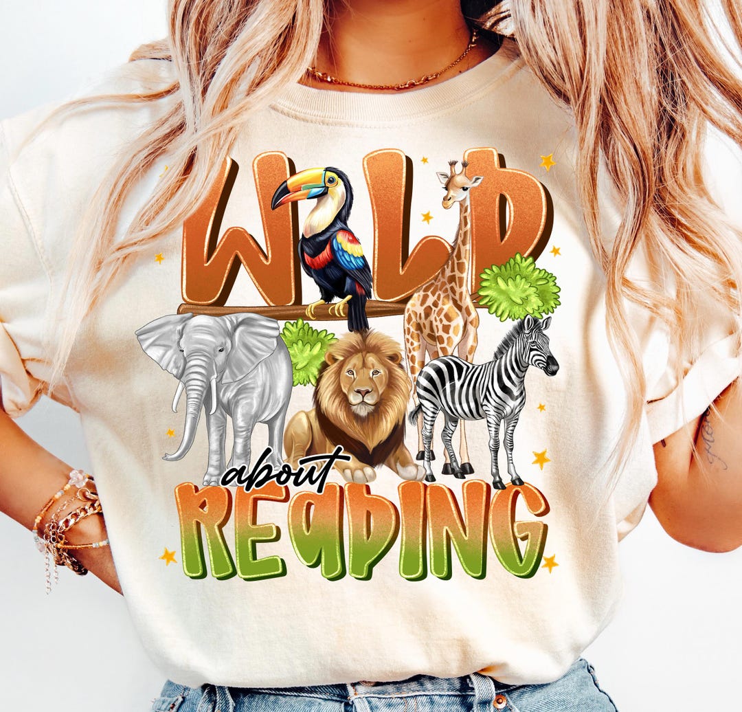 Wild About Reading Png,safari Animal Reading Design Png,back to School ...