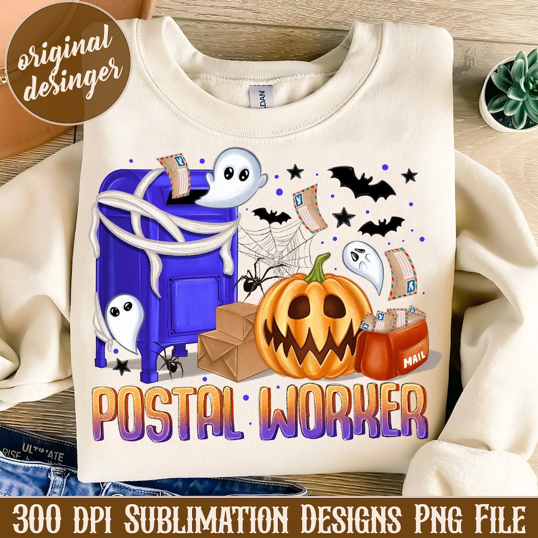 Postal Worker Halloween Design PNG, Sublimation Design, Halloween Ghost ...