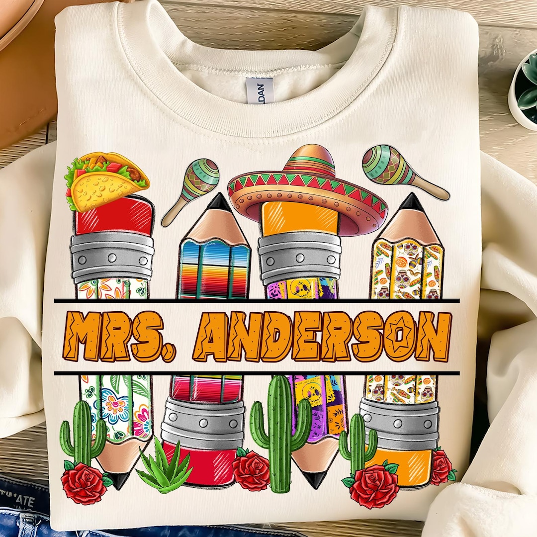 Cinco De Mayo Teacher Png,custom Teacher Pencil Design,personalized ...