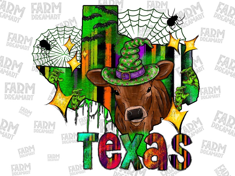 Halloween Themed Texas Map Pngtexas Map Pngtexas - Etsy