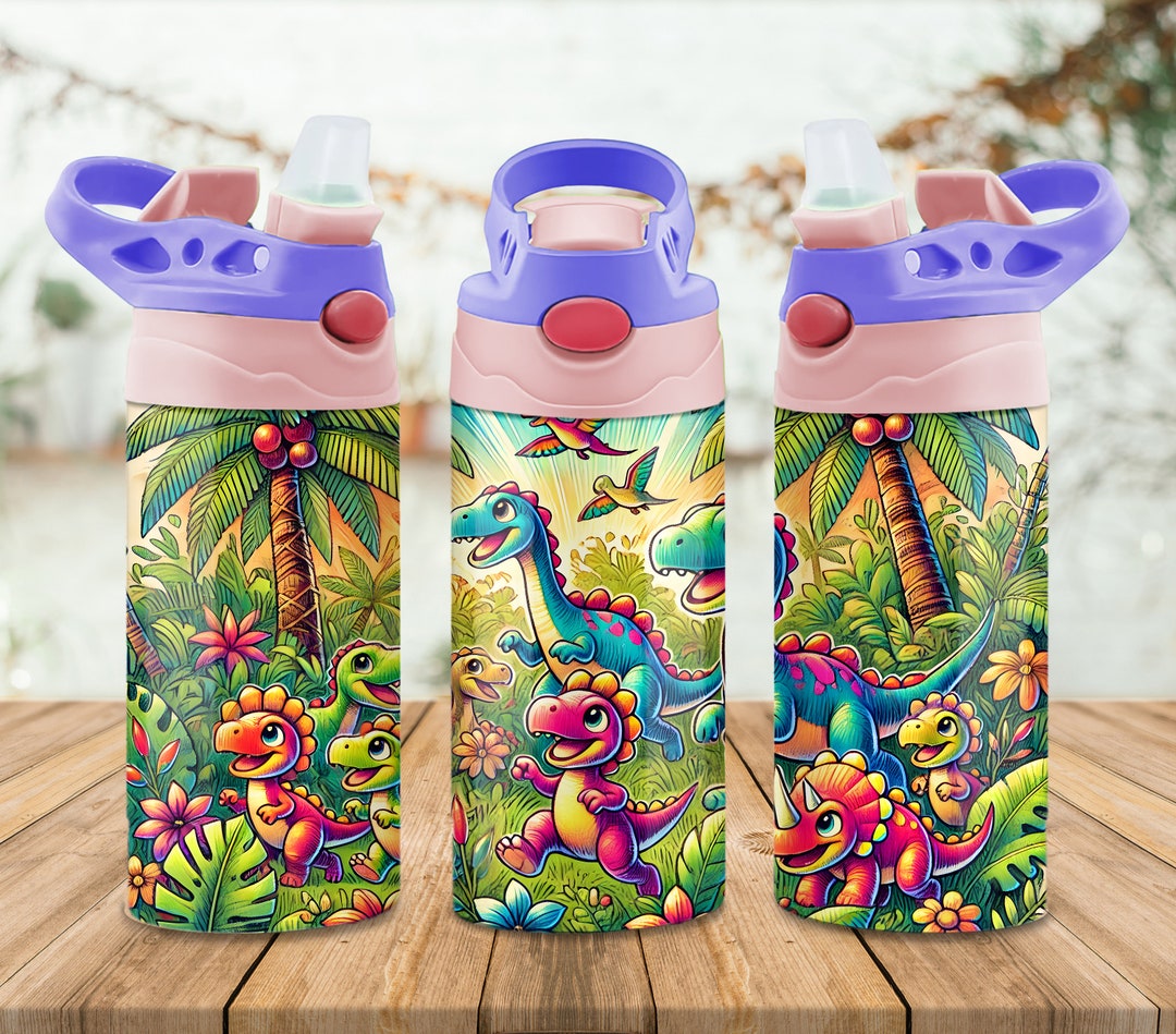 Dinosaurs 12oz Kids Flip Top Sippy Cup Tumbler Wrap, 12oz Straight ...