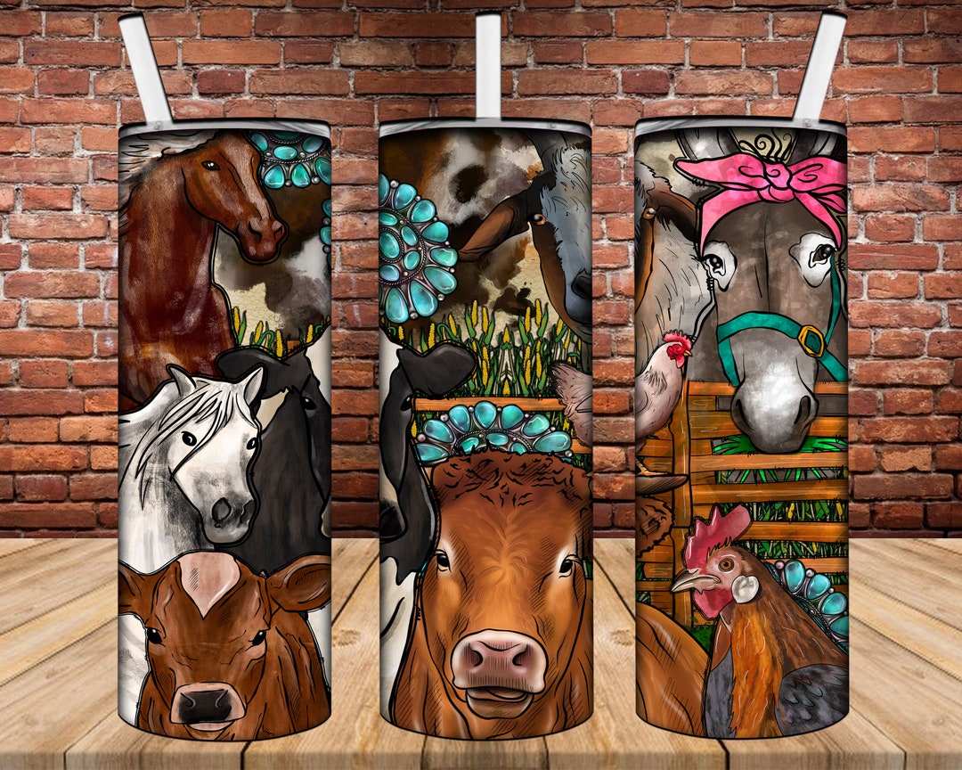 Farm Animals Tumbler Png Farm Animals 20oz Skinny Tumbler - Etsy