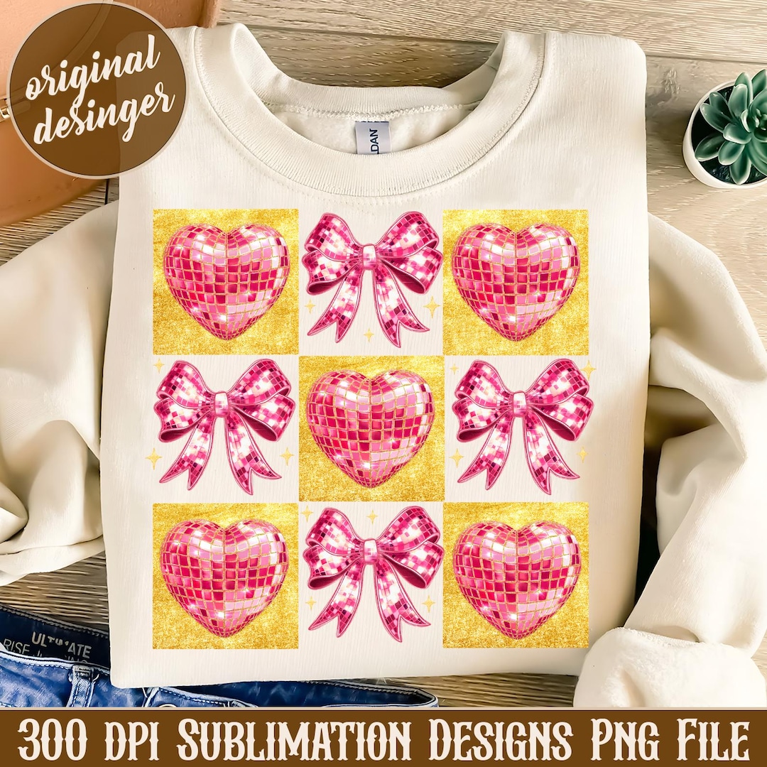 Valentine Checkers Coquette Bow Heart Png, Glitter Valentine Heart Png ...