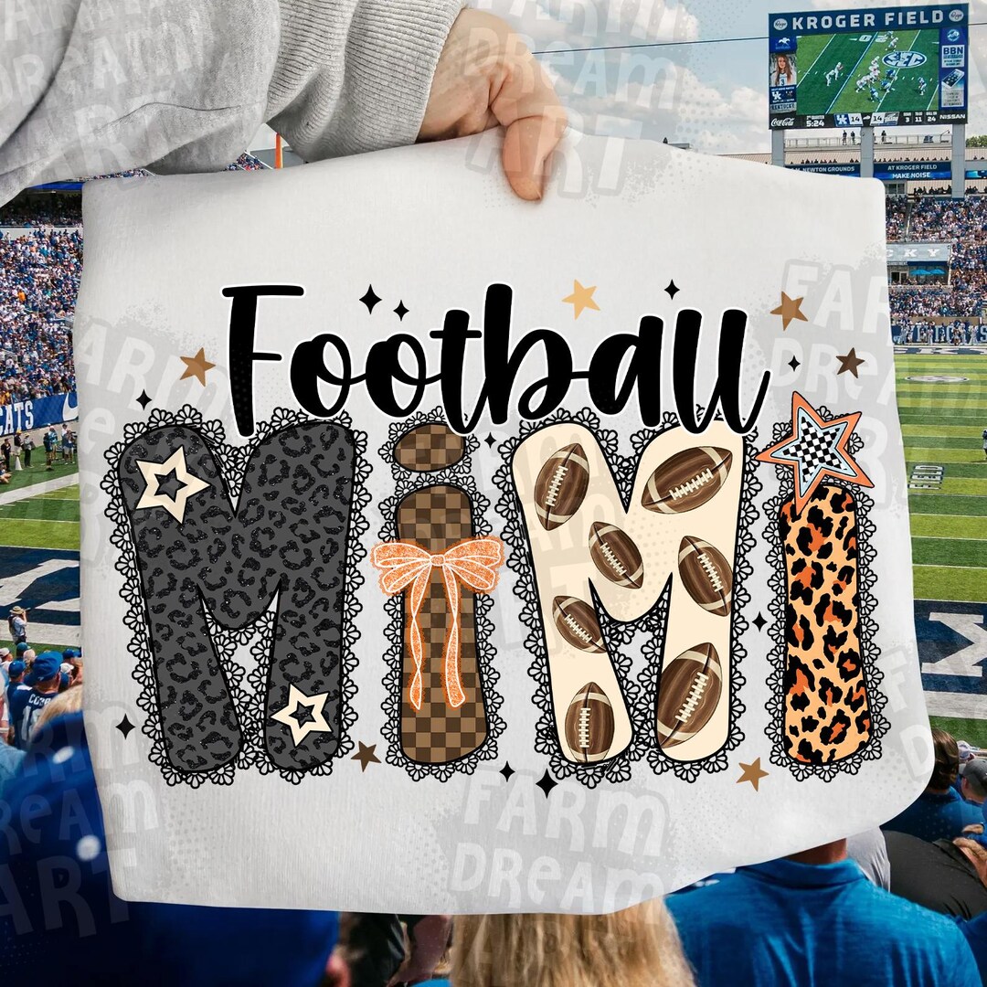Preppy Football Mimi Png,leopard Print Football Png,game Day Mimi ...