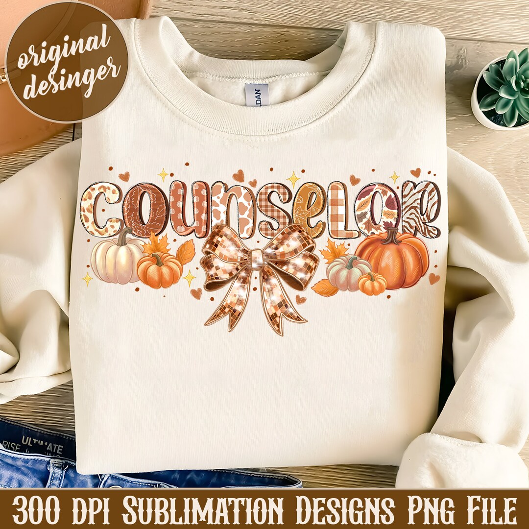 Counselor Fall Coquette Png, Teacher Autumn Png, Teach Love Inspire Png ...